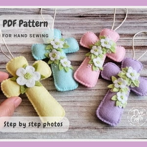 Floral Cross Ornament With Flowers, PDF Tutorial & Pattern for Hand ...
