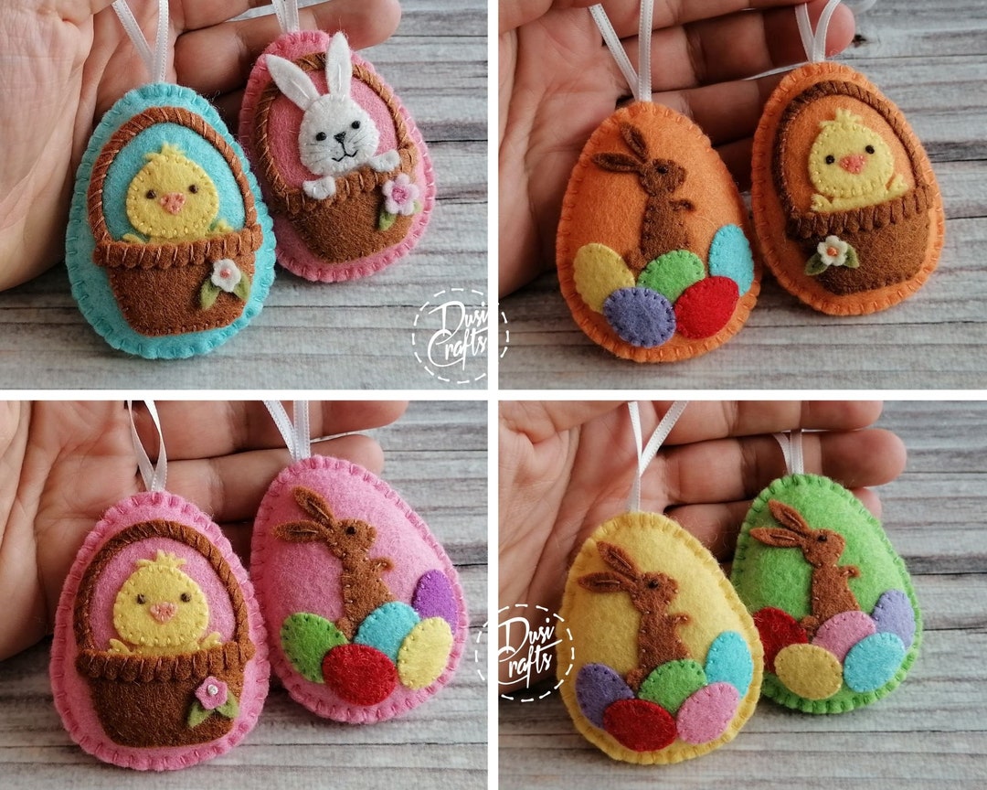 Set of 2 Felt Easter Ornaments Bunny and Chick / READY TO SHIP - Etsy