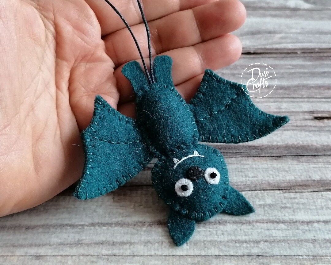 Smaller Purple Halloween Bat Ornament, Wool Felt Fall Decorations - Etsy