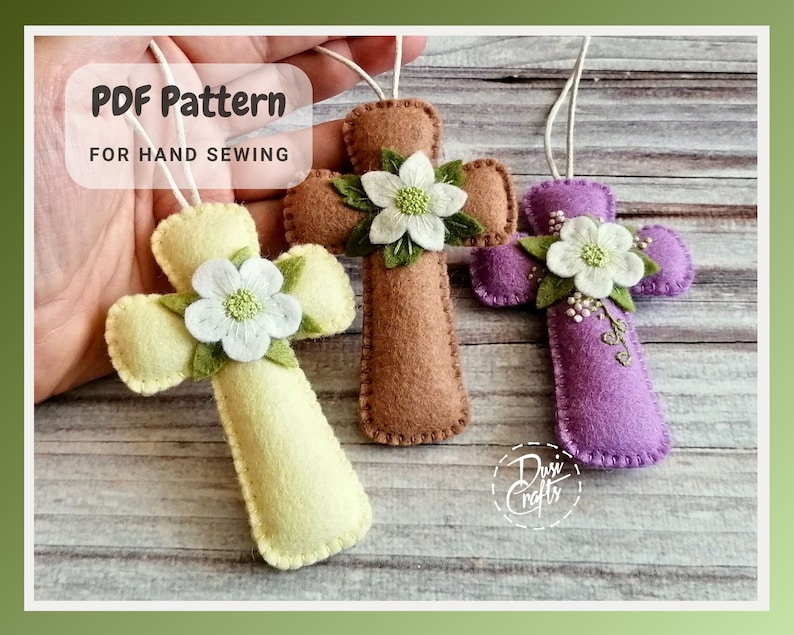 Floral Cross Ornament With Flowers, PDF Tutorial & Pattern for Hand ...