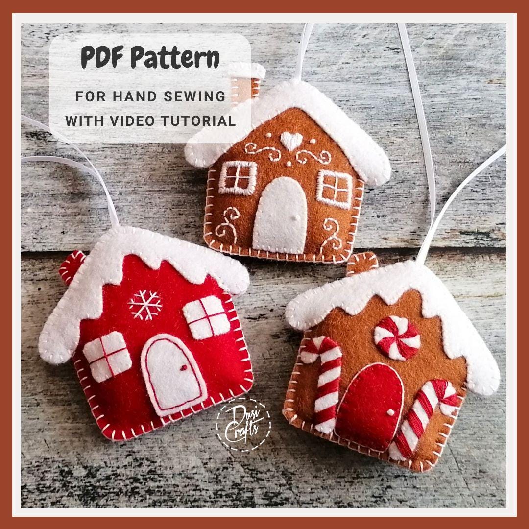 Felt Gingerbread House Pattern, Christmas Ornament PDF for Hand Sewing ...