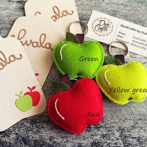 Wool Felt Apple Keychain, Apple Gift, Best Teacher Gift, Teachers Apple ...