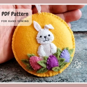 Felt Ornaments With Easter Bunny, PDF Tutorial & Pattern for Hand ...