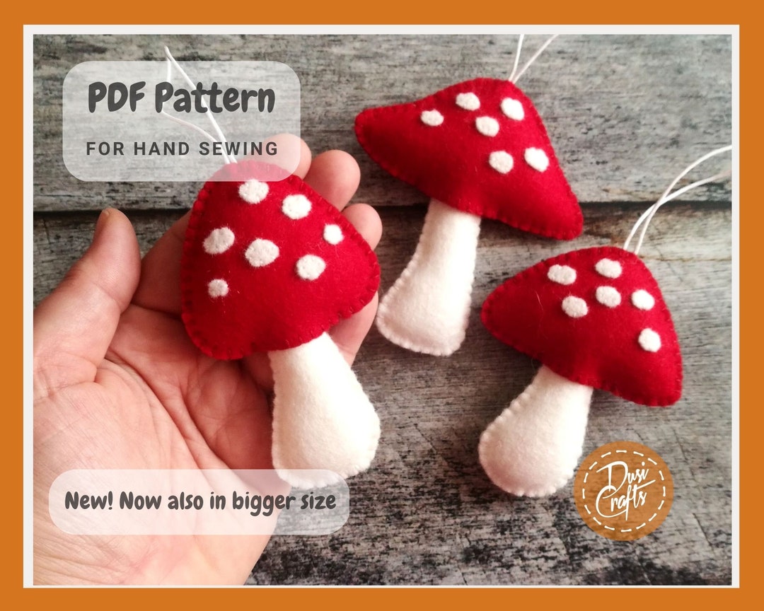Simple Fall Felt Toadstool Mushroom Ornaments PDF Tutorial & - Etsy