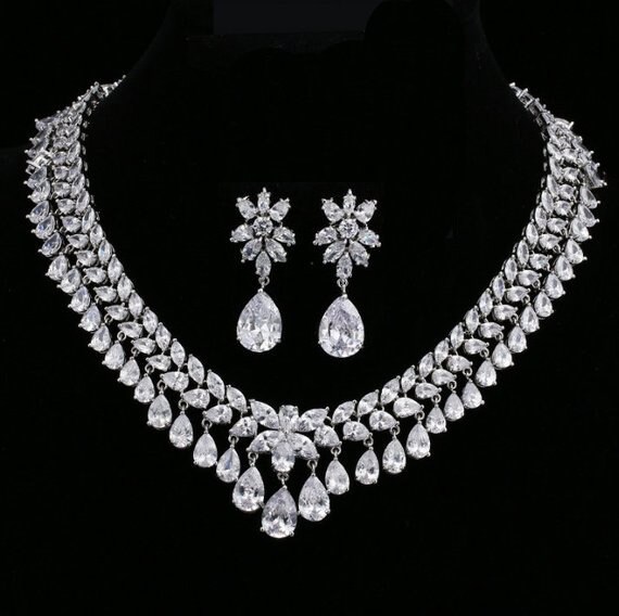 Wedding Necklaceparty Jewelryevent Jewelry Setwedding | Etsy