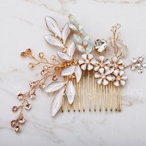 Silver or Gold Floral Crystal Hair combBridal Hair | Etsy