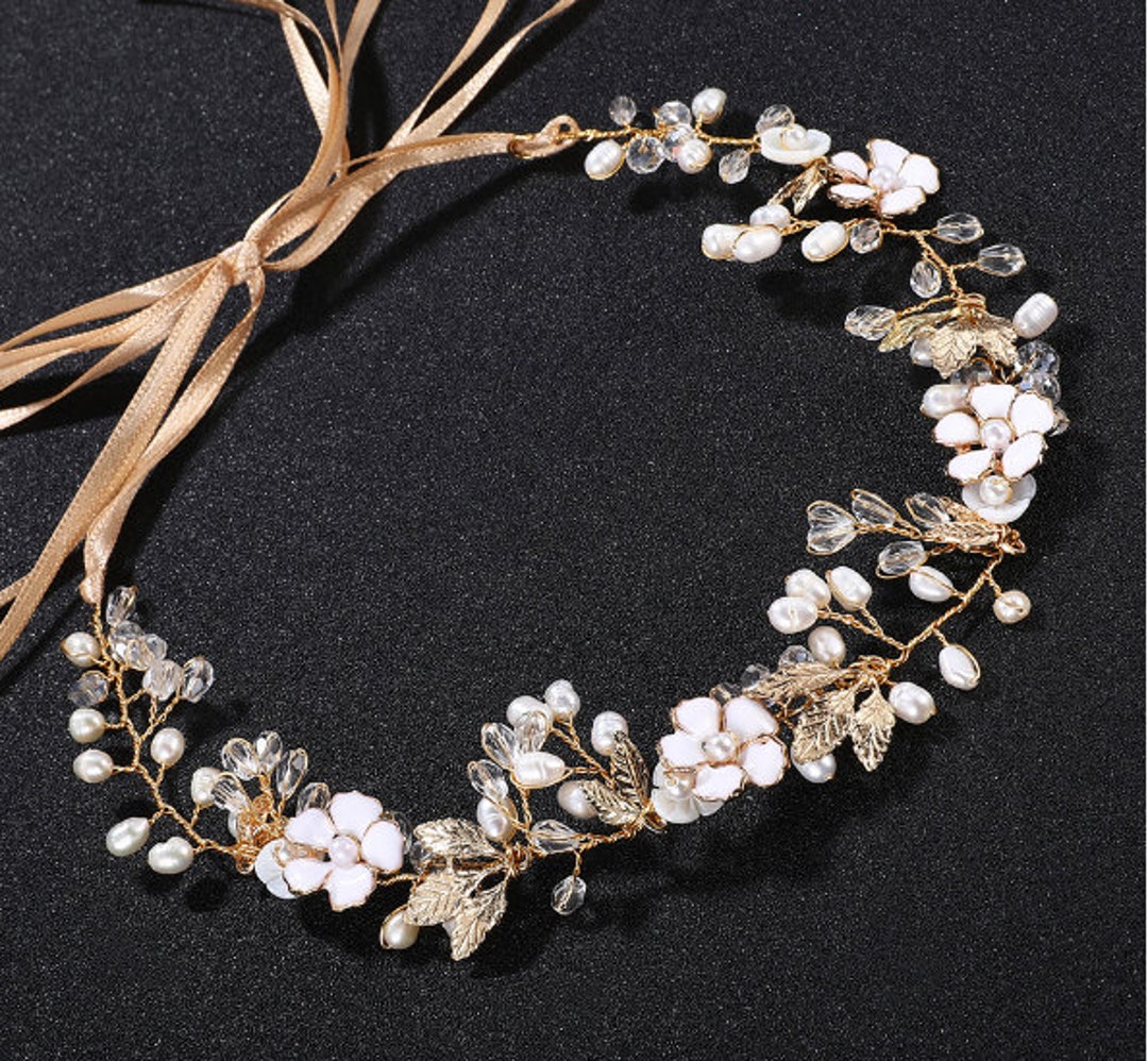 Silver/gold Floral Wedding Headband Floral Bridal Headband - Etsy