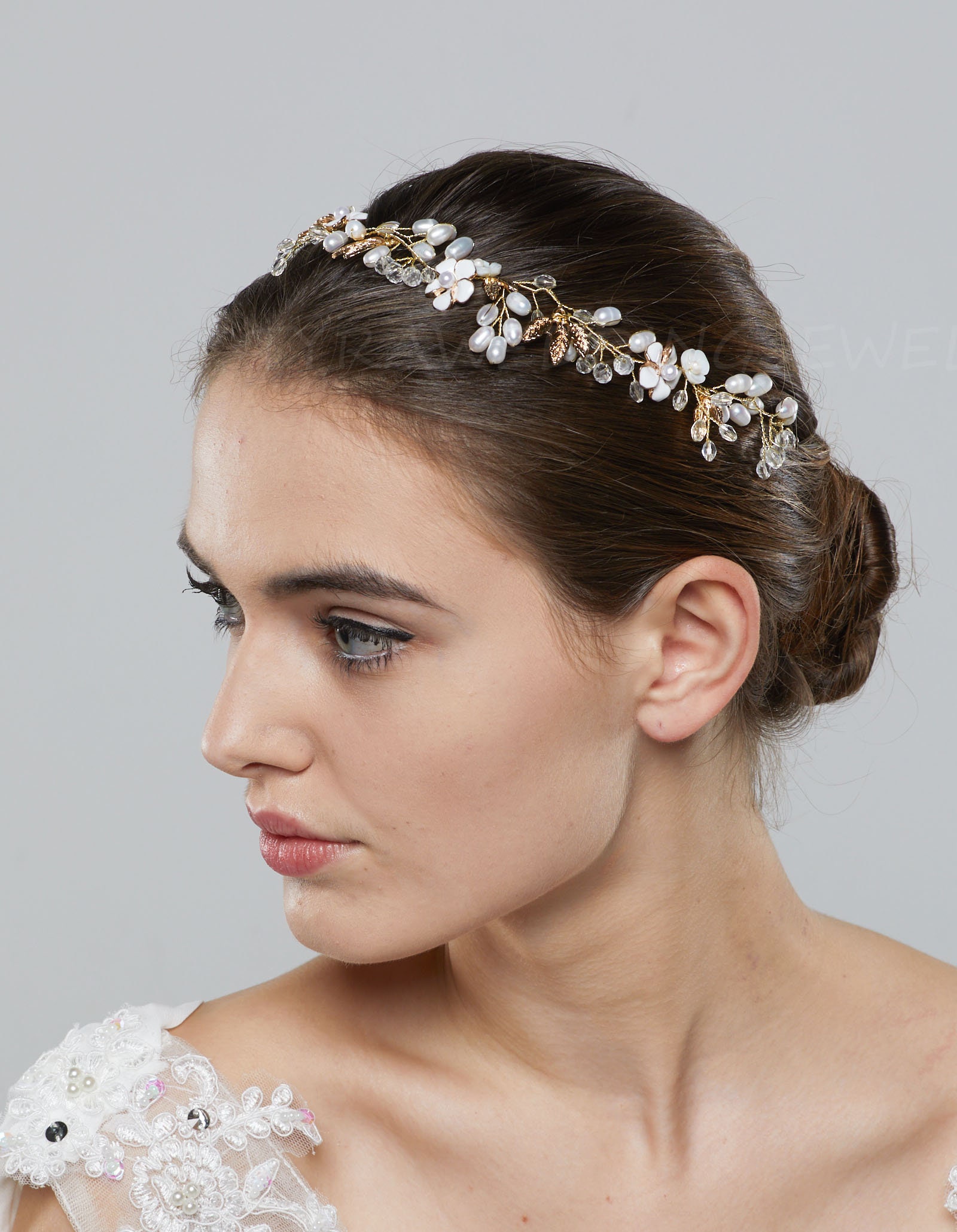 Silver/gold Floral Wedding Headband Floral Bridal Headband | Etsy