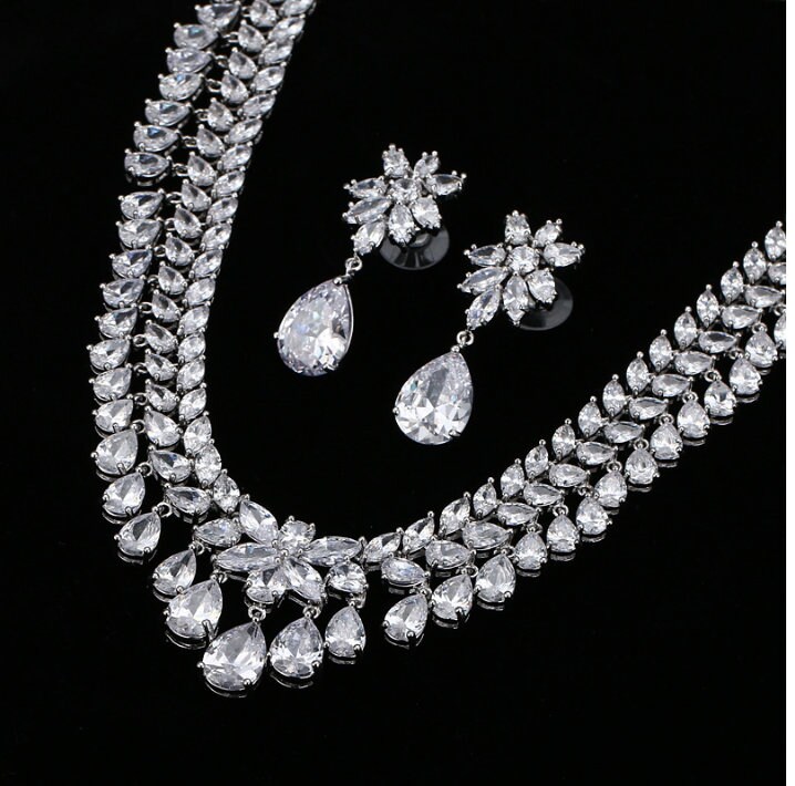 Wedding Necklaceparty Jewelryevent Jewelry Setwedding | Etsy