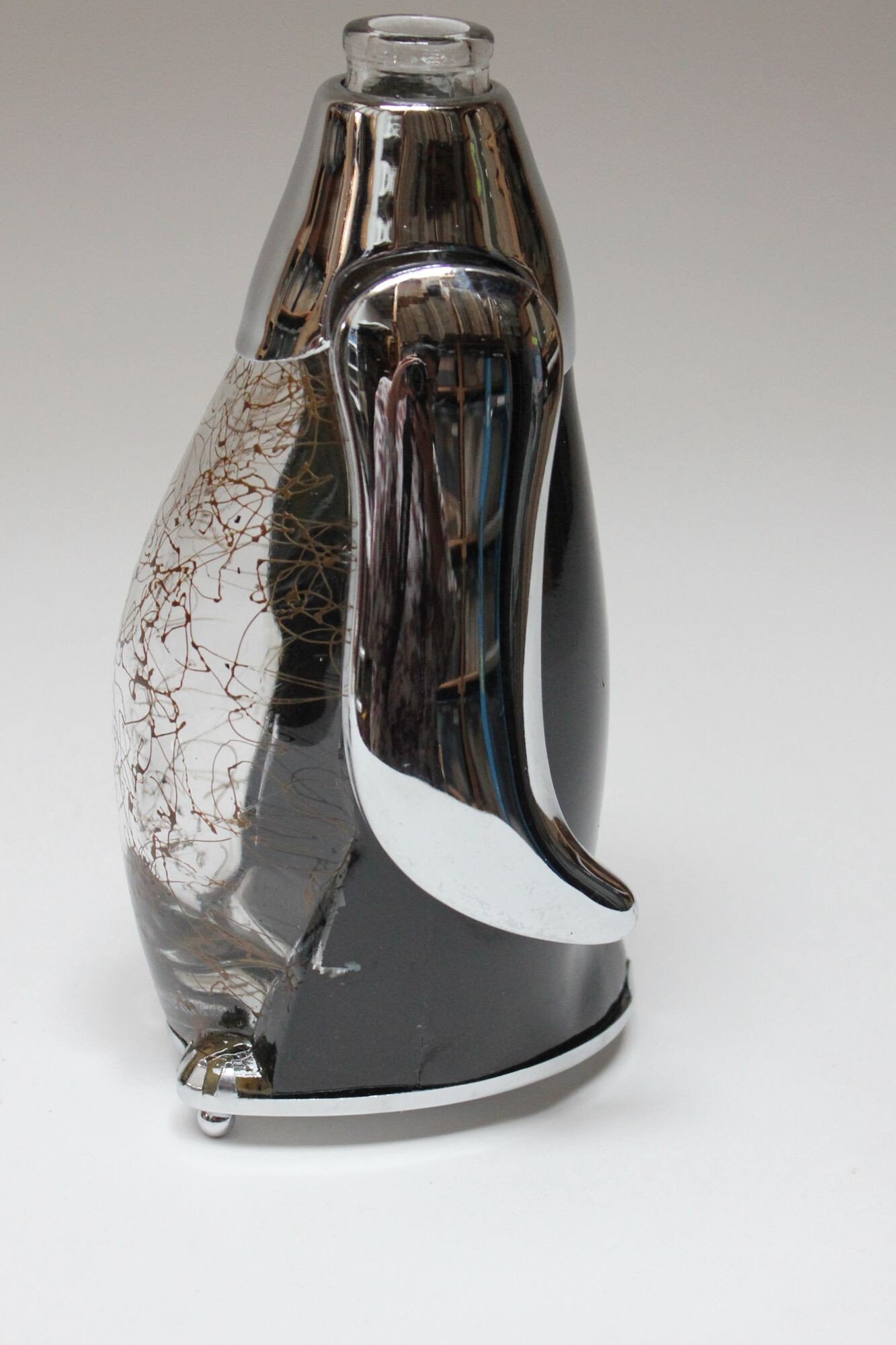 Vintage Japanese Chrome and Etched Glass "penguin" Decanter and Music ...