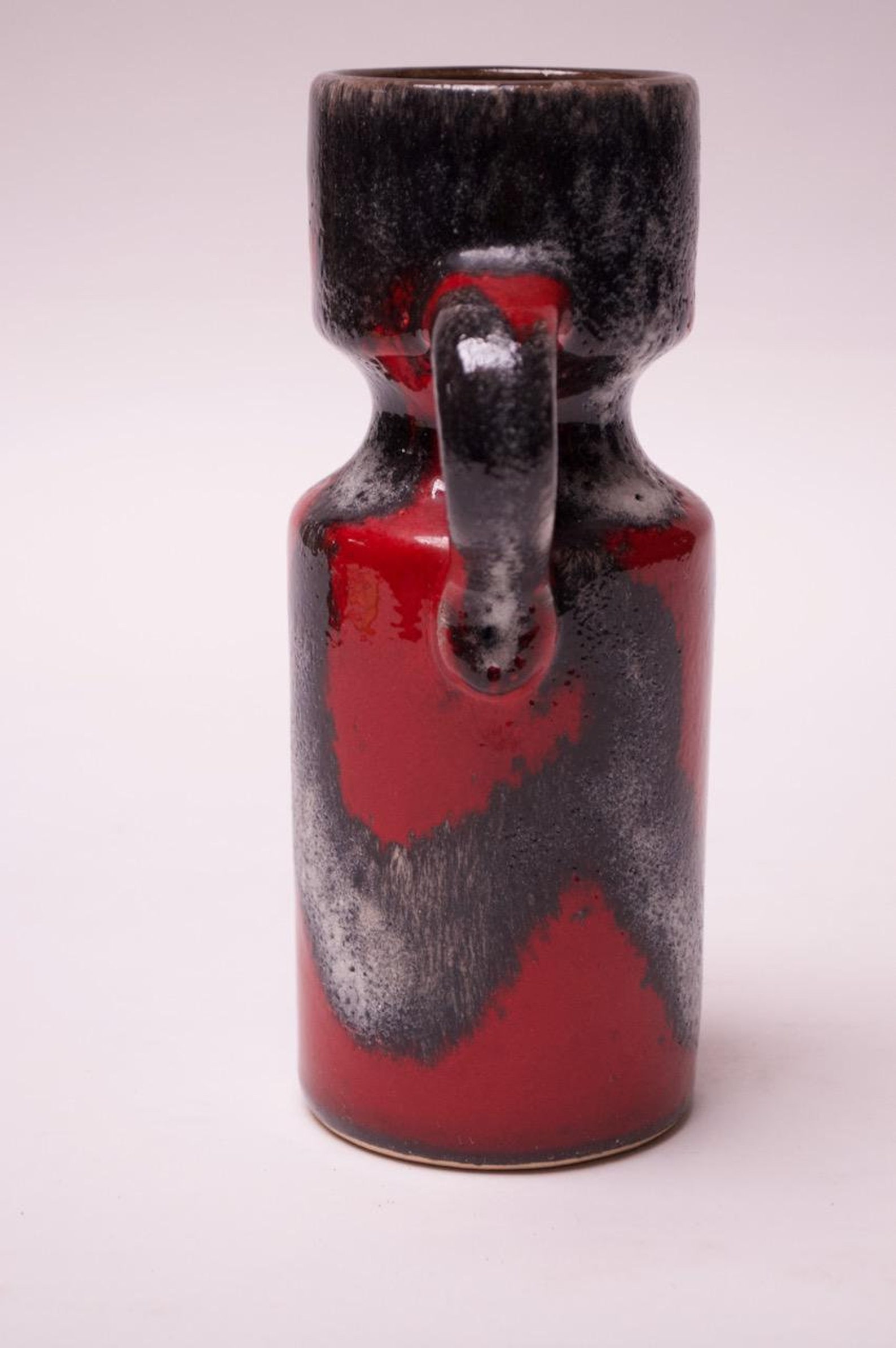 Mid-century West German Volcanic-textured Ceramic Vase in Red and ...