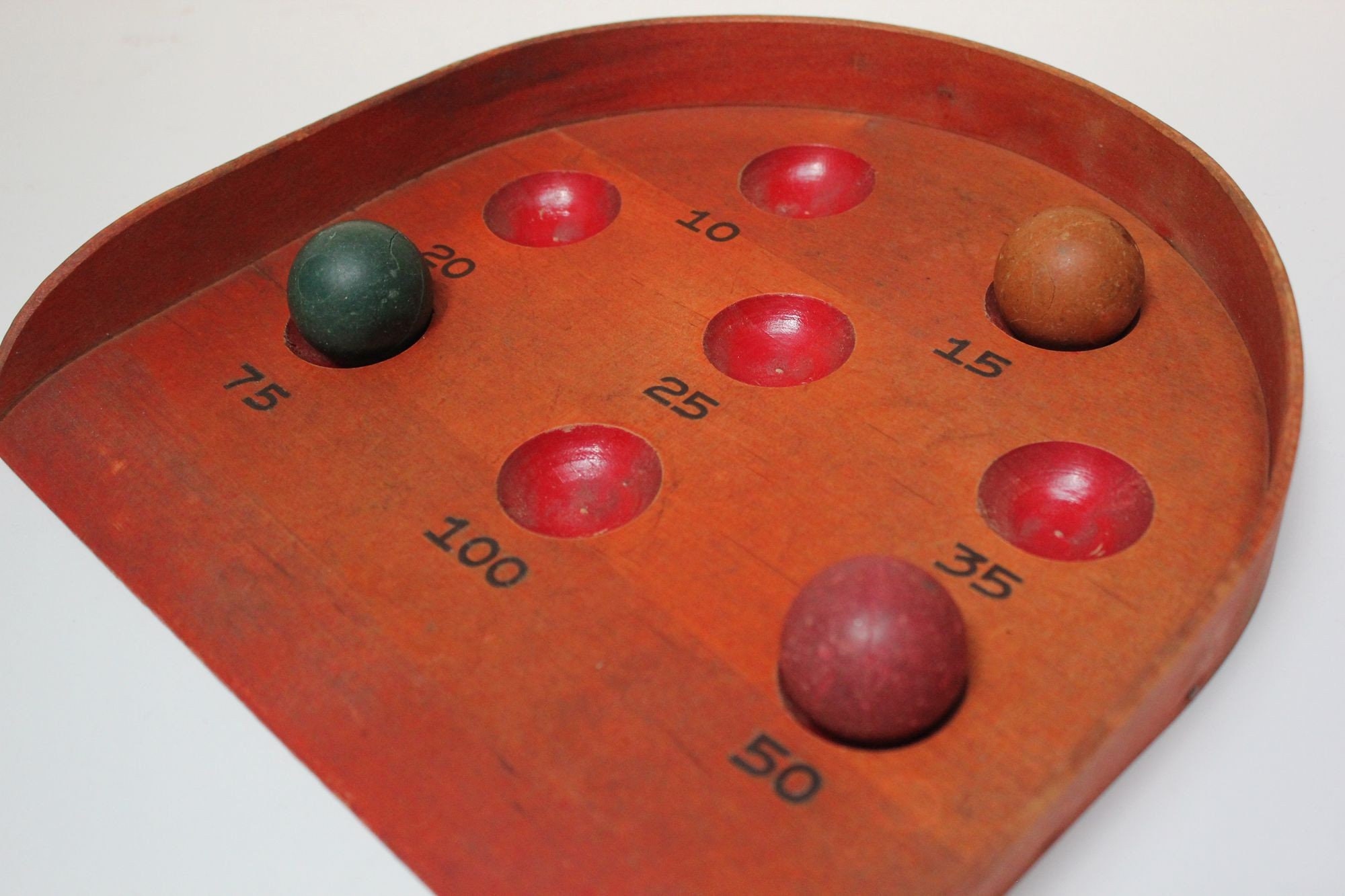 Vintage Folk Art/primitive Skee Ball Game With Three Balls - Etsy