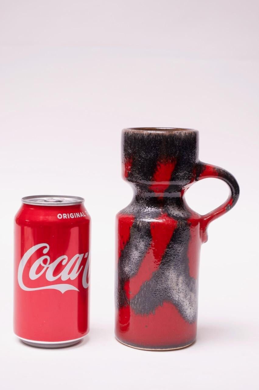 Mid-century West German Volcanic-textured Ceramic Vase in Red and ...