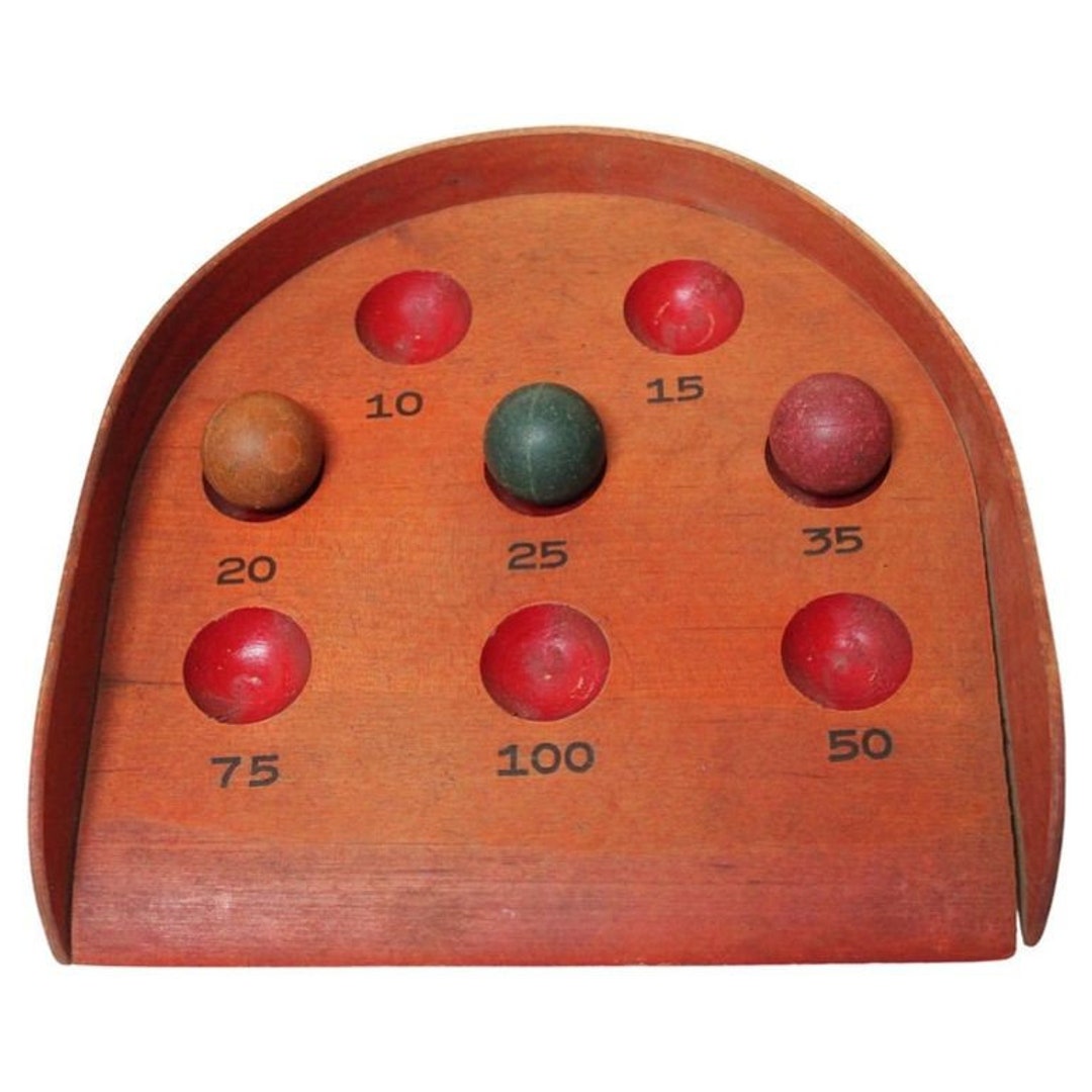 Vintage Folk Art/primitive Skee Ball Game With Three Balls - Etsy