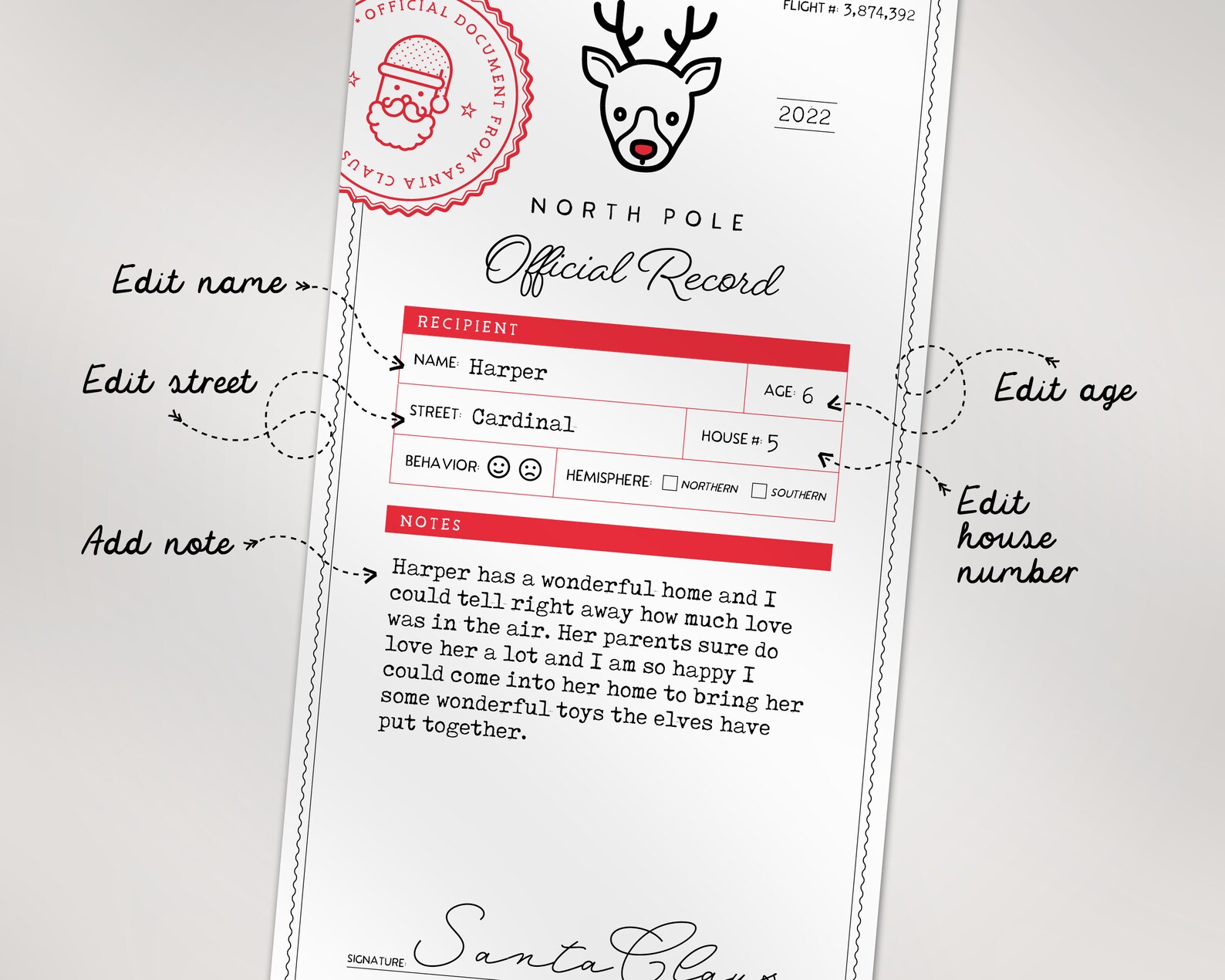 Editable Letter From Santa Personalized Letter From Santa Printable Letter From Santa 