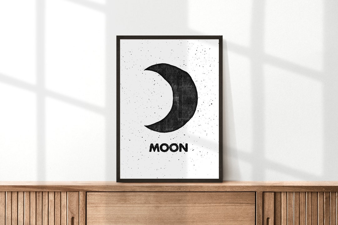 Moon Print, Kids Room Printable Art, Moon Art, Playroom Art, Kids Room ...