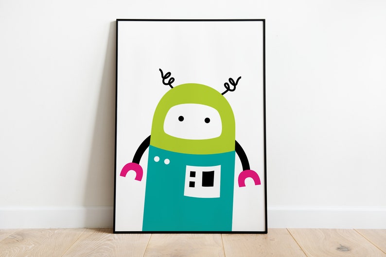 Set of 3 Robot Posters, Kids Room Posters, Robot Print, Playroom Art ...