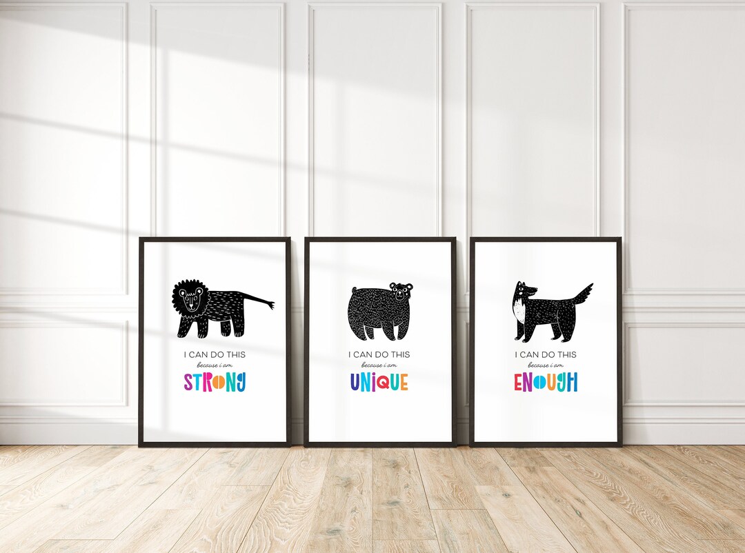 Printable Affirmation Prints, Set of 3, Cute Animal Print, Printable ...