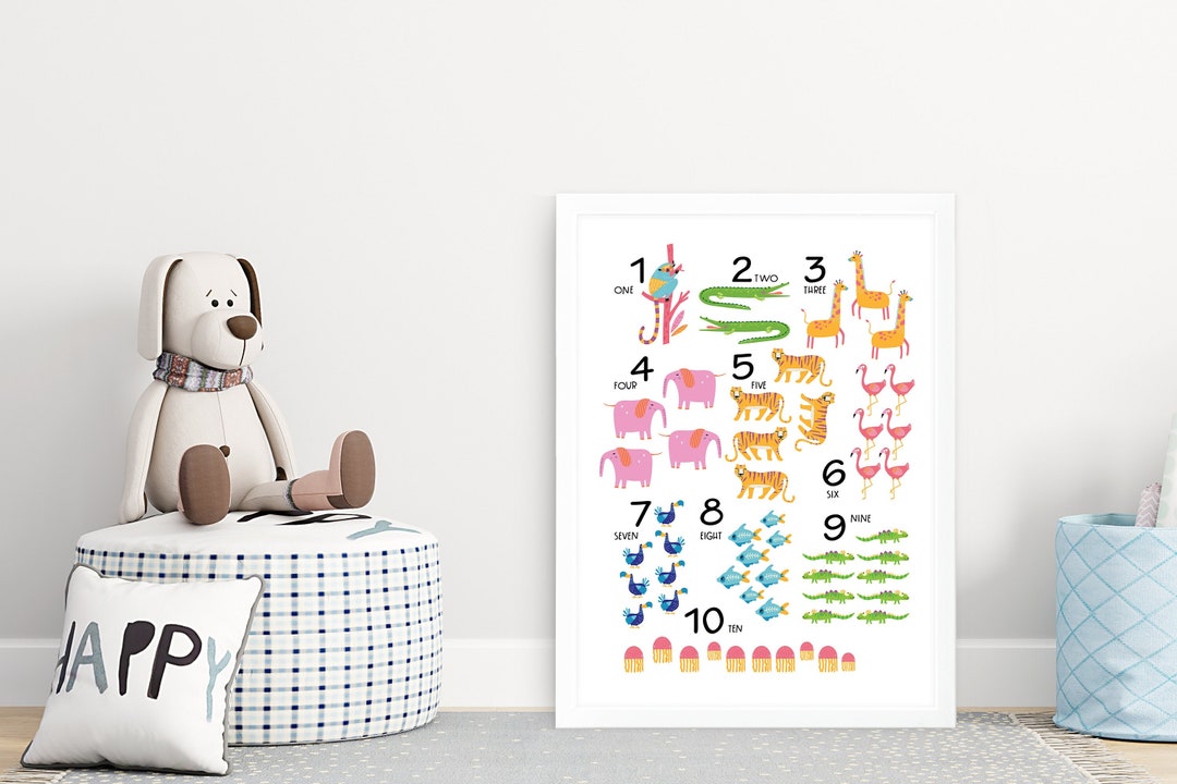 Printable Animal Numbers Print, Kids Poster, Numbers Poster, Homeschool ...