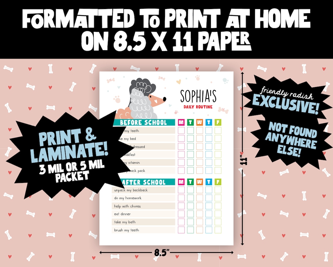 Daily Routine for Kids Editable Chart for Kids Printable to - Etsy