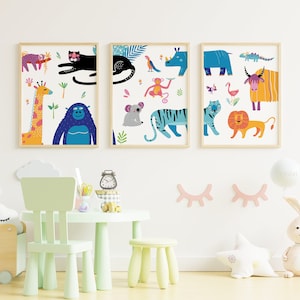 Set of 3 Animal Prints, Kids Prints, Kids Poster, Classroom Decor ...