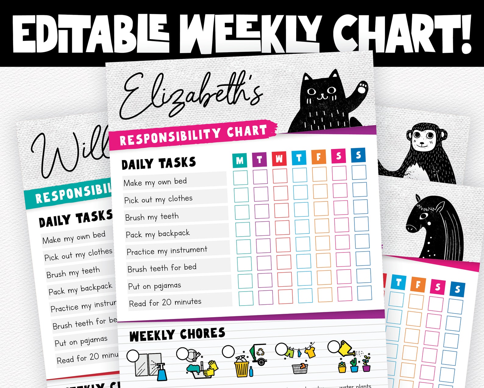 Editable Chart for Kids, Printable to Do List, to Do List for Kids ...