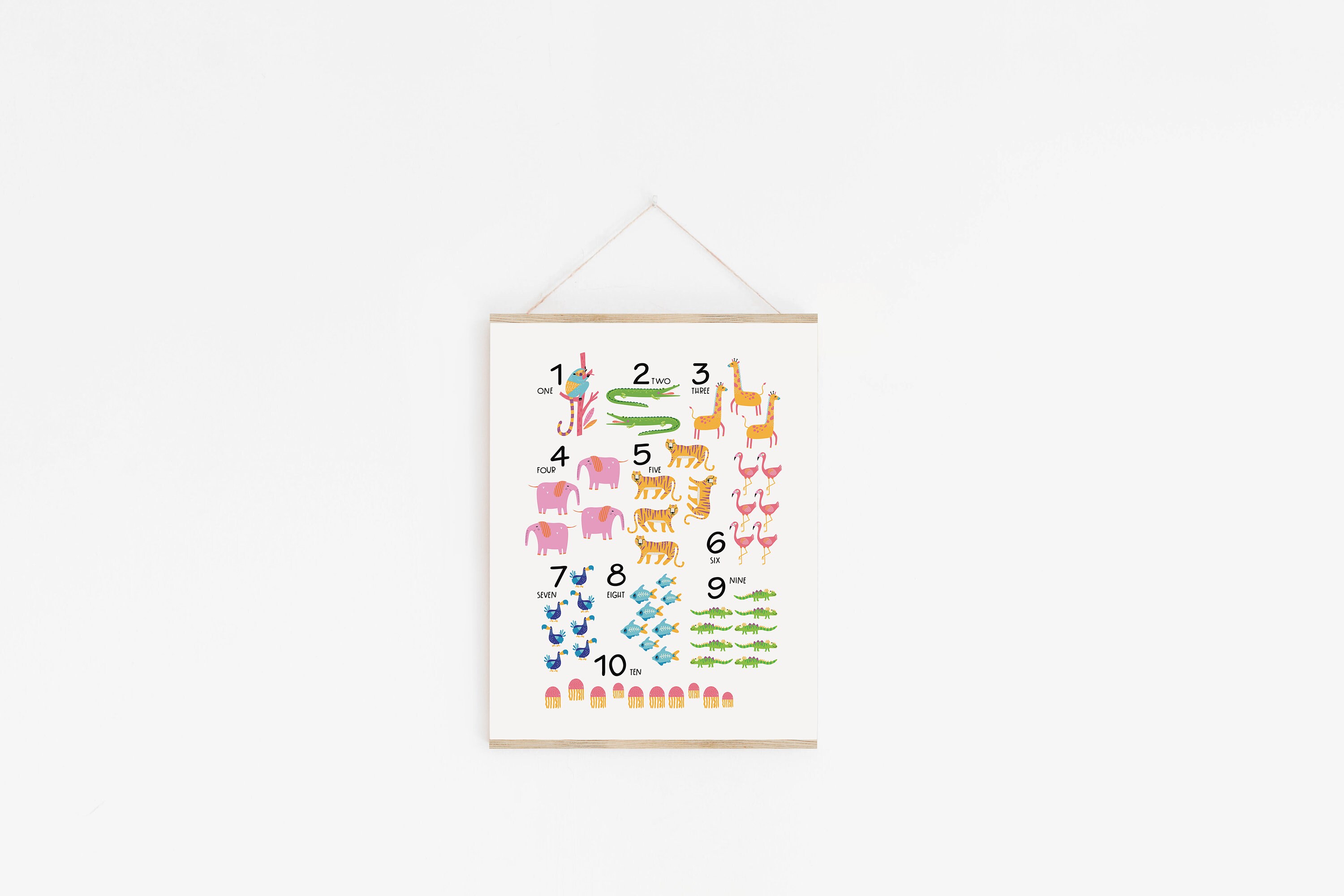Printable Animal Numbers Print, Kids Poster, Numbers Poster, Homeschool ...