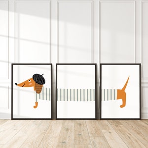 Printable Dachshund Print, Set of 3, Kids Room Poster, Dachshund, Dog ...