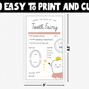 Tooth Fairy for Kids, Editable Tooth Fairy Receipt, Printable Tooth ...