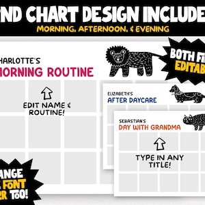 Daily Routine for Kids Toddler Routine Chart Editable Visual Schedule ...