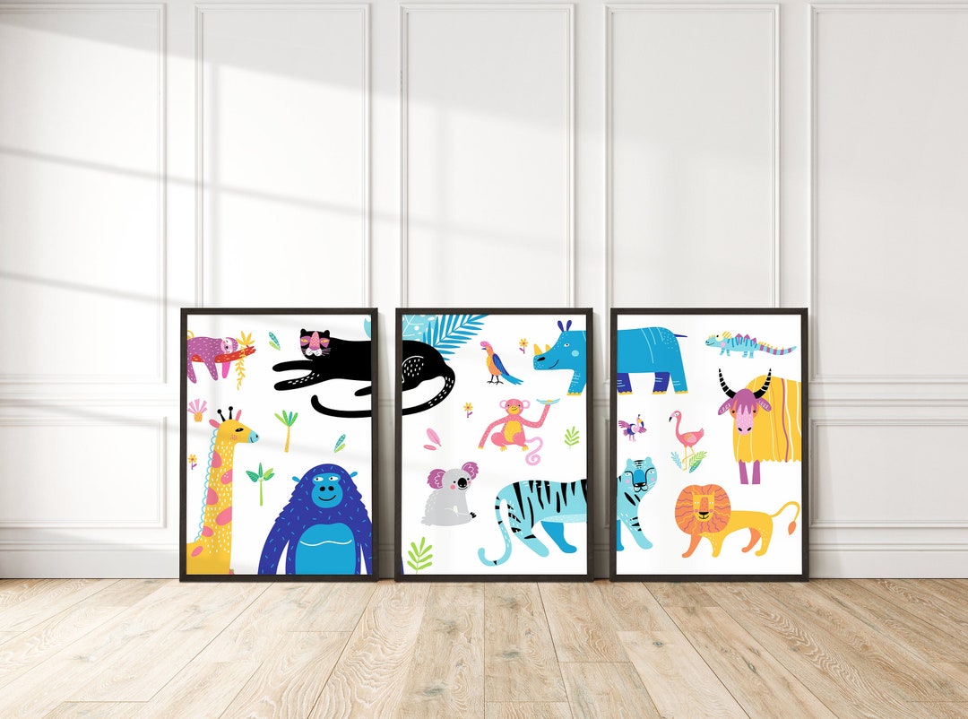 Set of 3 Animal Prints, Kids Prints, Kids Poster, Classroom Decor ...