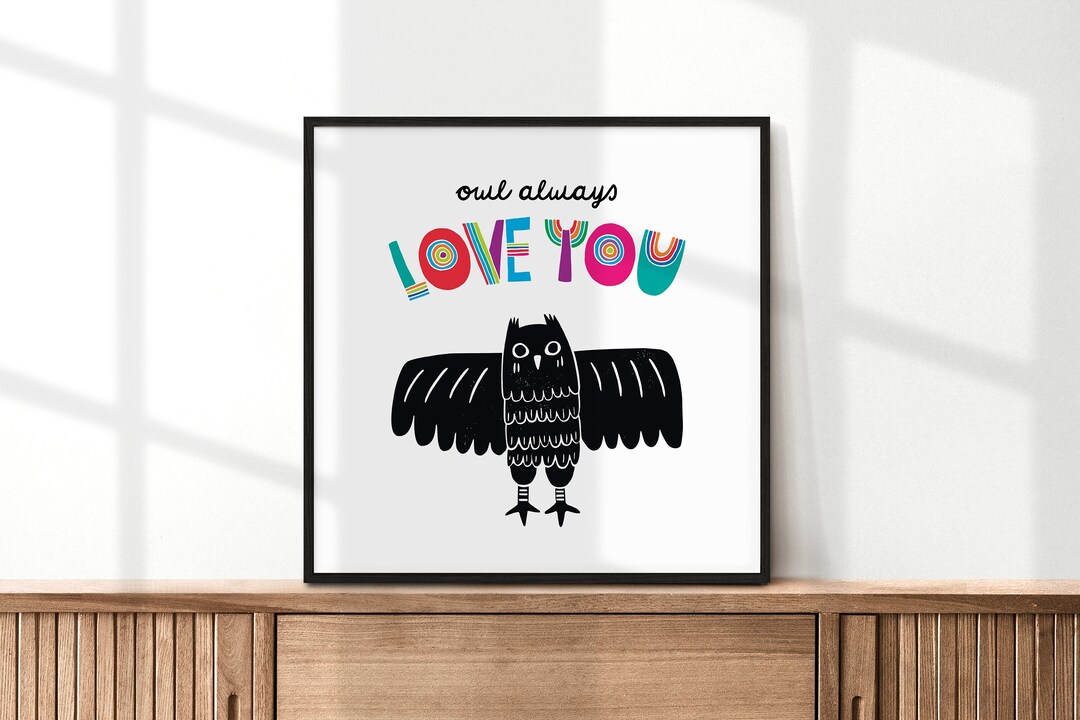 Printable Kids Print, Poster for Kids, Kids Prints, Owl Poster, Bright ...