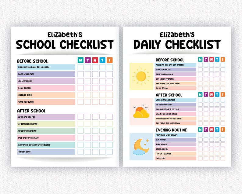 Bearbeitbares Diagramm für Kinder Druckbare To-Do-Liste Tägliche ...