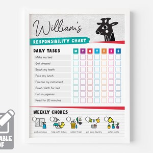 Editable Daily Routine for Kids, Chore Chart for Kids, Printable to Do ...