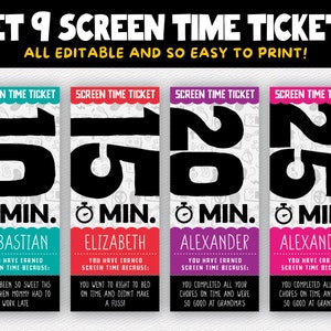 Screen Time Chart Bundle Screen Time Chore Chart Editable Chart for ...