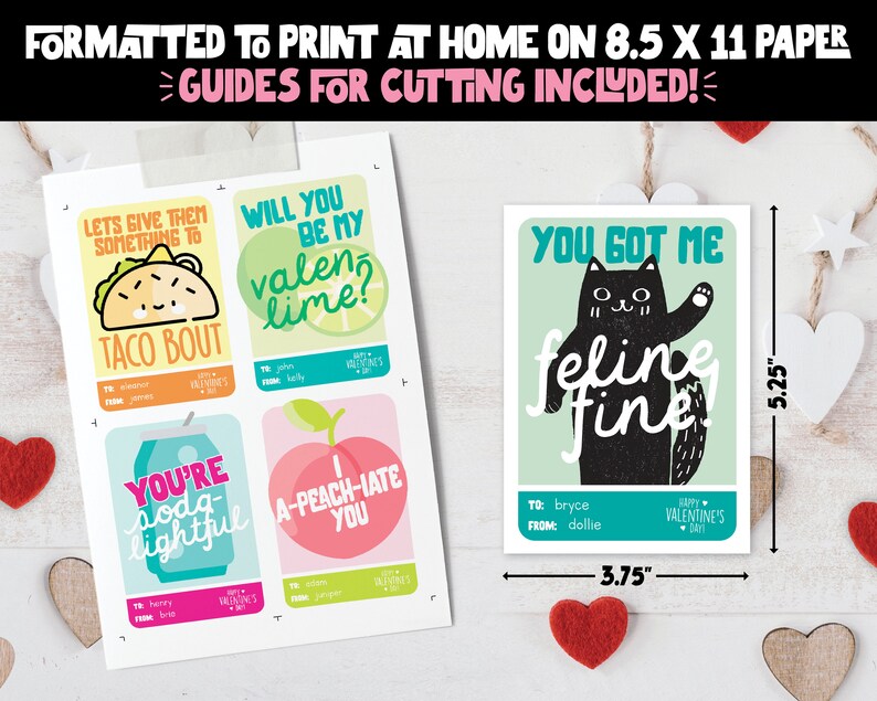 Editable Valentine's Day Cards, Printable Valentine Cards, Instant ...