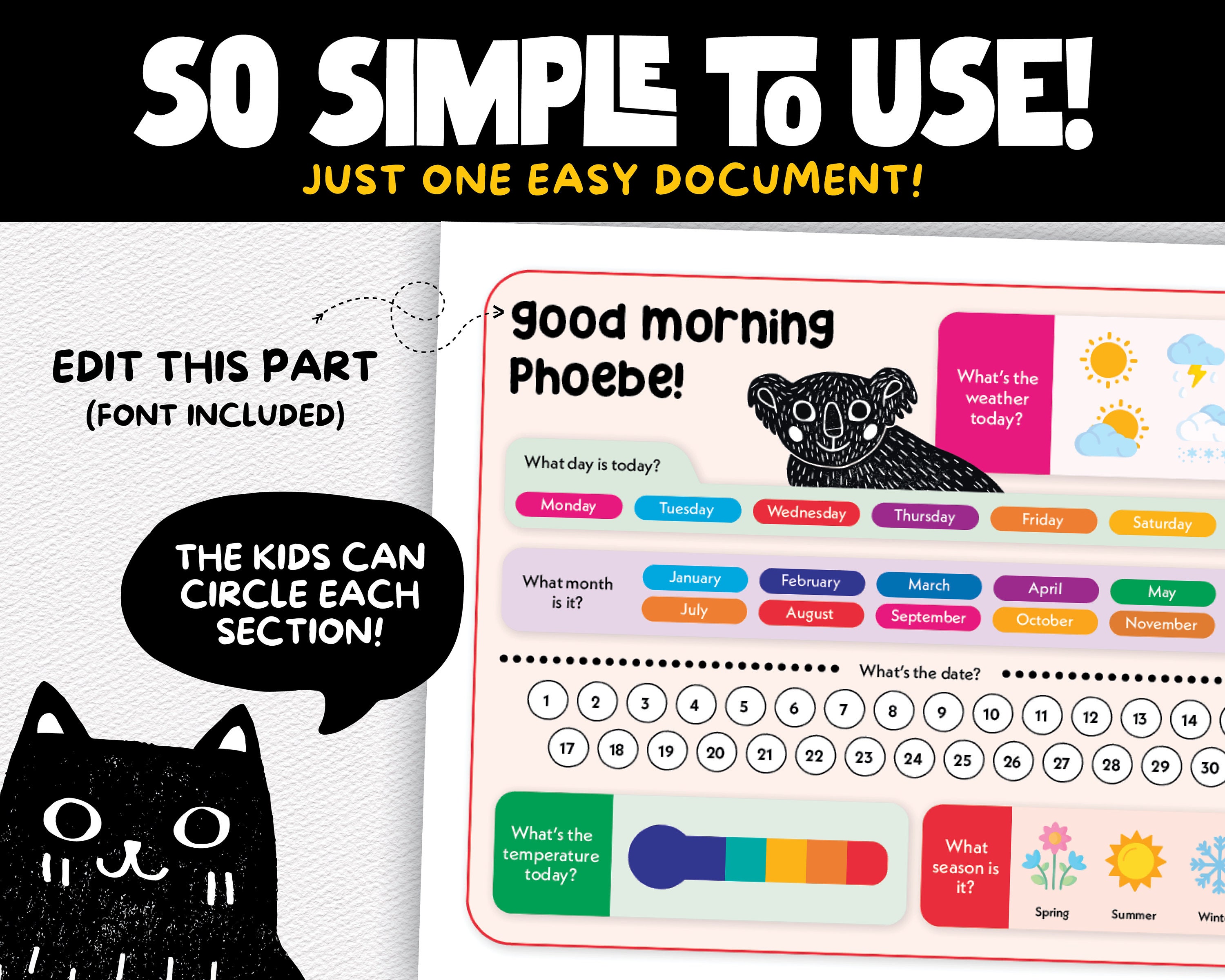 Daily Morning Board for Kids Calendar Activities for Kids - Etsy