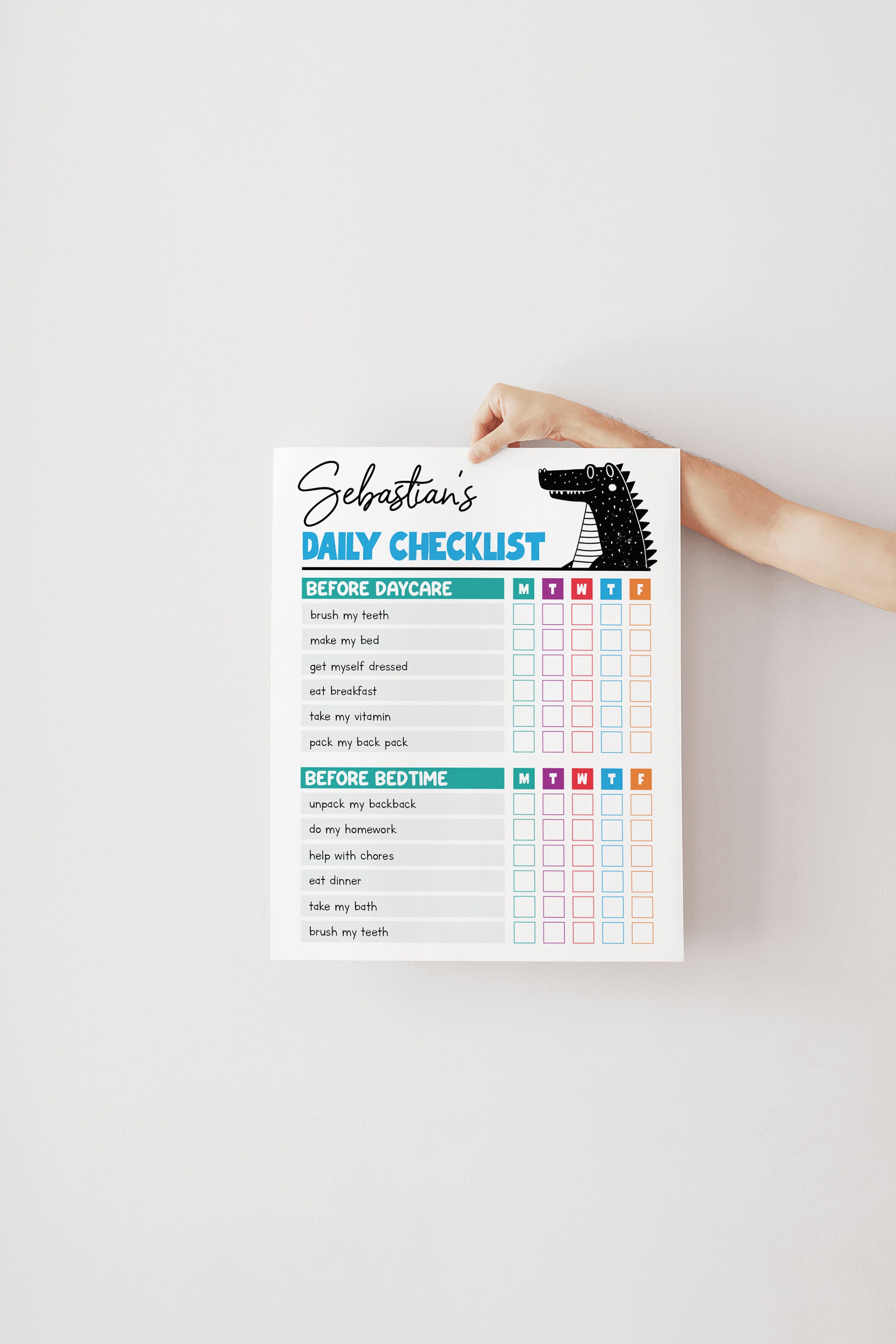 Editable Chore Chart for Kids Daily School Checklist Schedule Printable ...