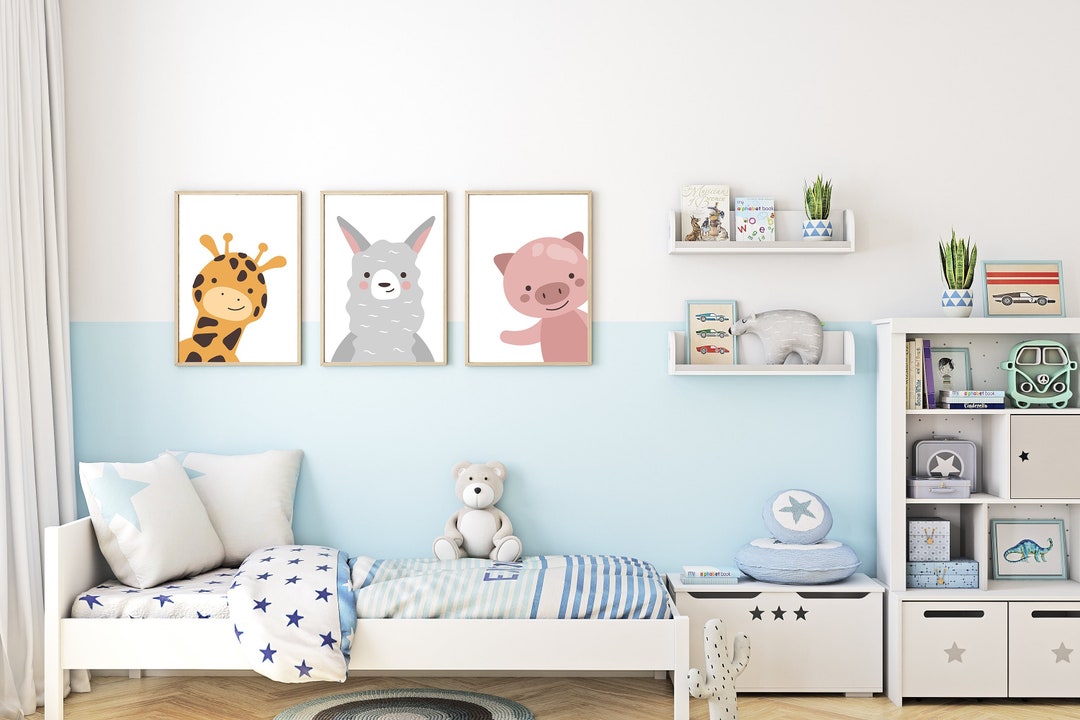 Set of 3 Animal Prints for Kids, Kids Prints, Kids Poster, Giraffe, Pig ...