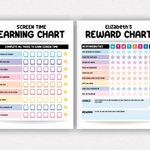 Screen Time Chart Screen Time Chore Chart Editable Chart for Kids Daily ...
