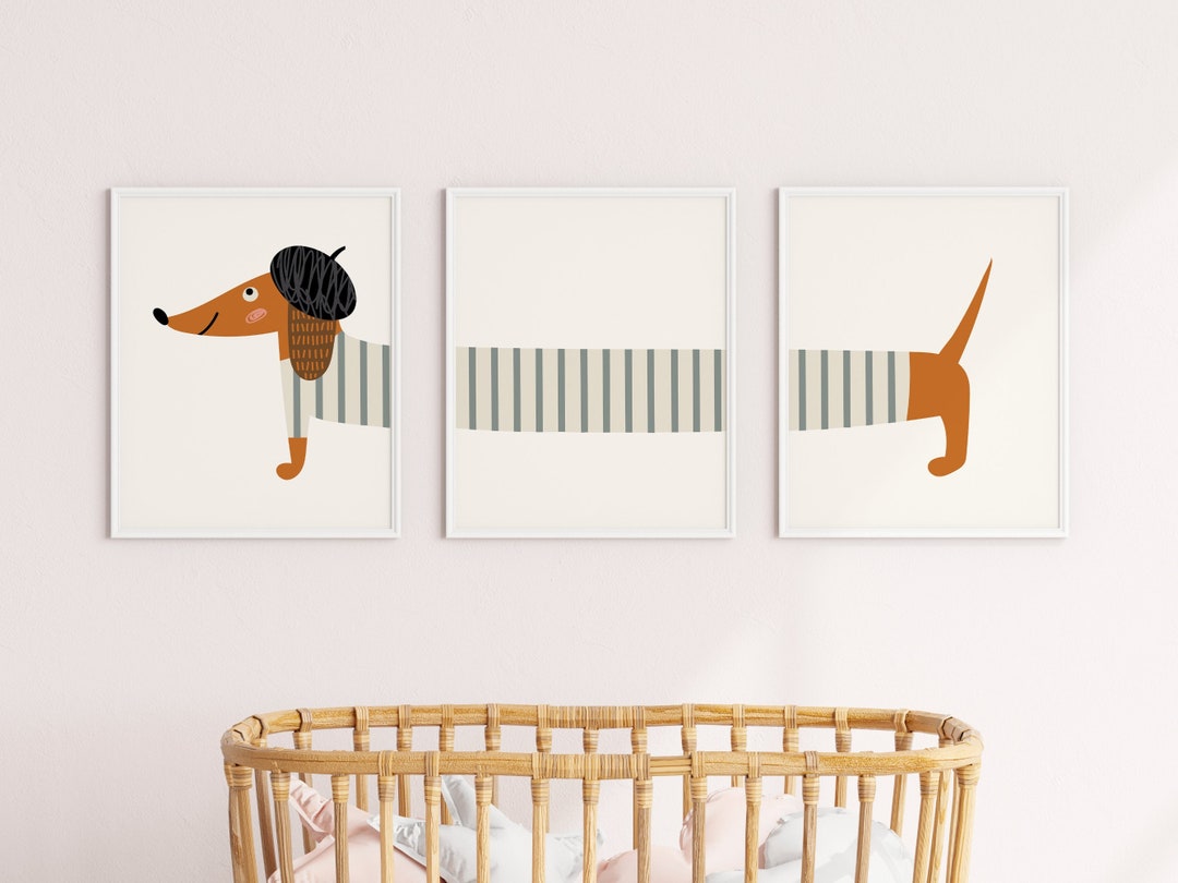 Printable Dachshund Print, Set of 3, Kids Room Poster, Dachshund, Dog ...