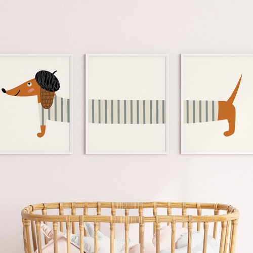 Printable Dachshund Print Set of 3 Kids Room Poster - Etsy