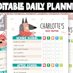 Daily Routine for Kids, Editable Chart for Kids, Printable to Do List ...