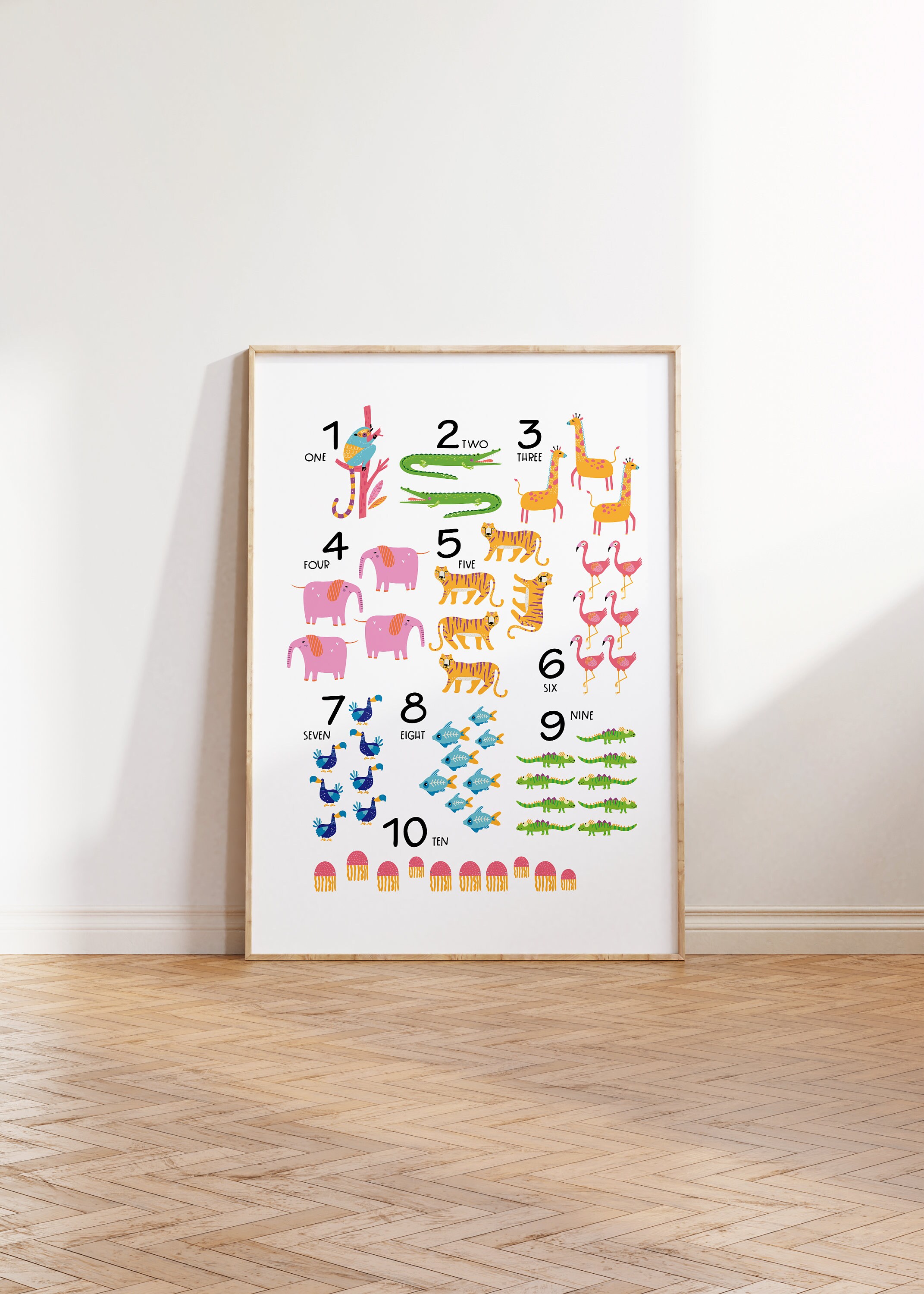 Printable Animal Numbers Print, Kids Poster, Numbers Poster, Homeschool ...