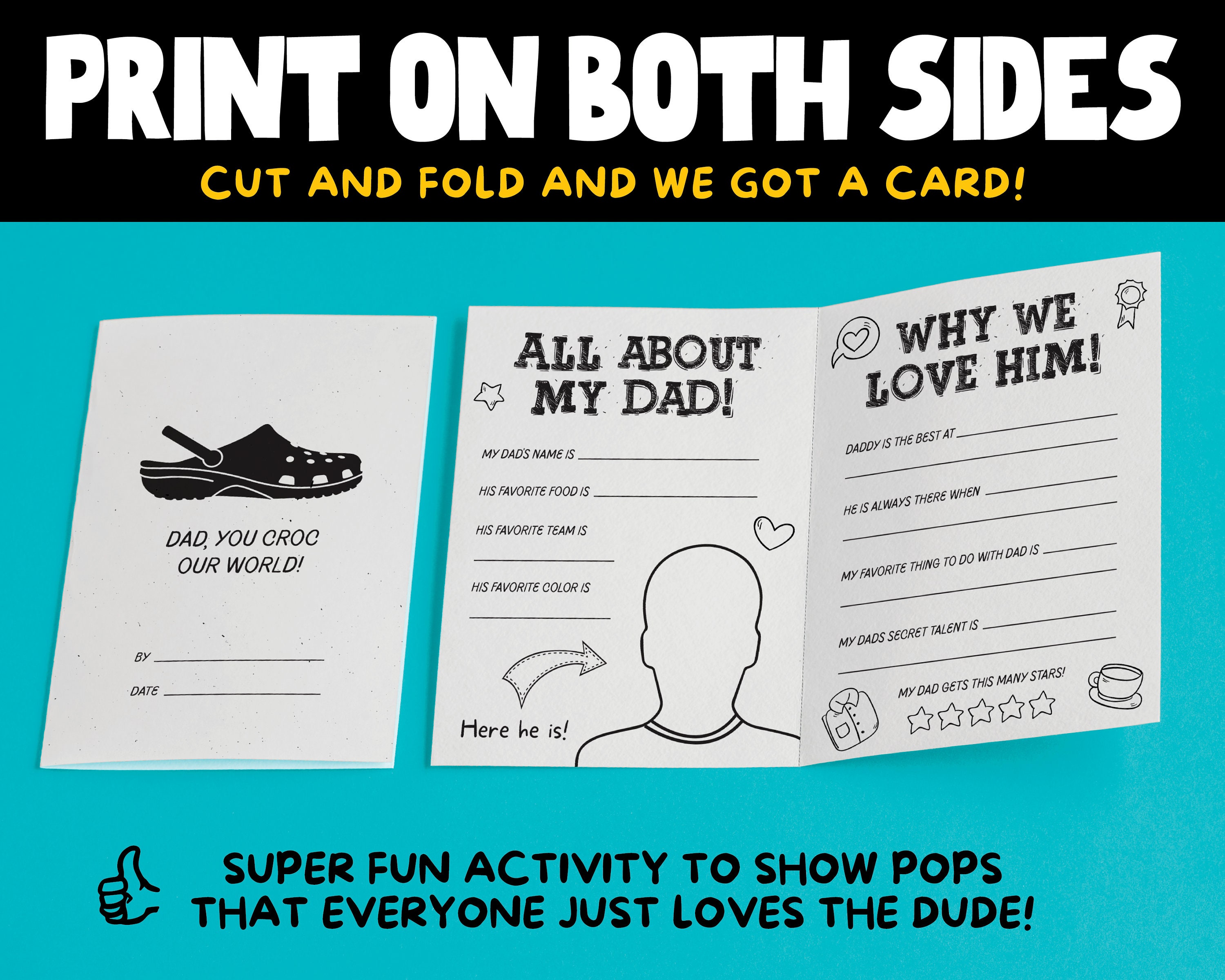 Printable Birthday Card All About Dad Card Dad's Birthday Fill in Dad ...