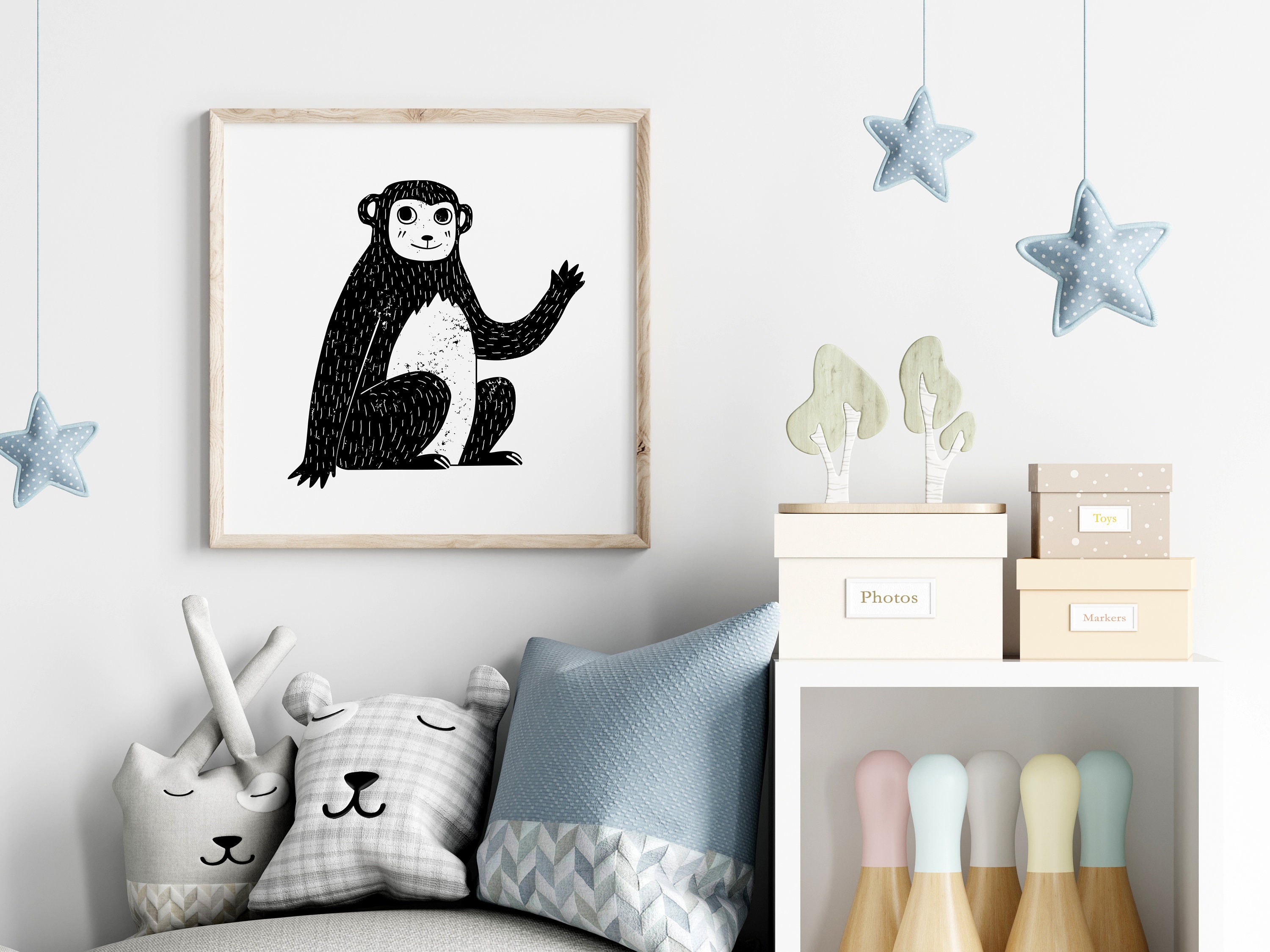 Printable Monkey Poster, Monkey Art, Printable Animal Art, Printable ...