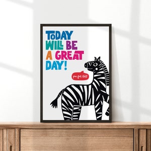 Printable Zebra Print, Cute Kids Print, Printable Kids Poster, Zebra ...