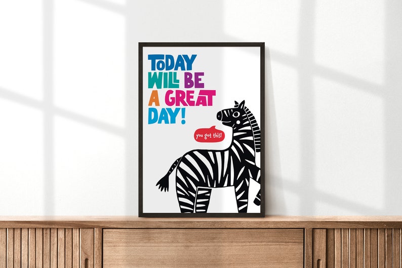Printable Zebra Print, Cute Kids Print, Printable Kids Poster, Zebra ...