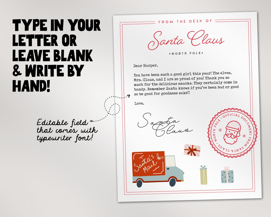 Editable Letter From Santa, Personalized Letter From Santa, Printable ...