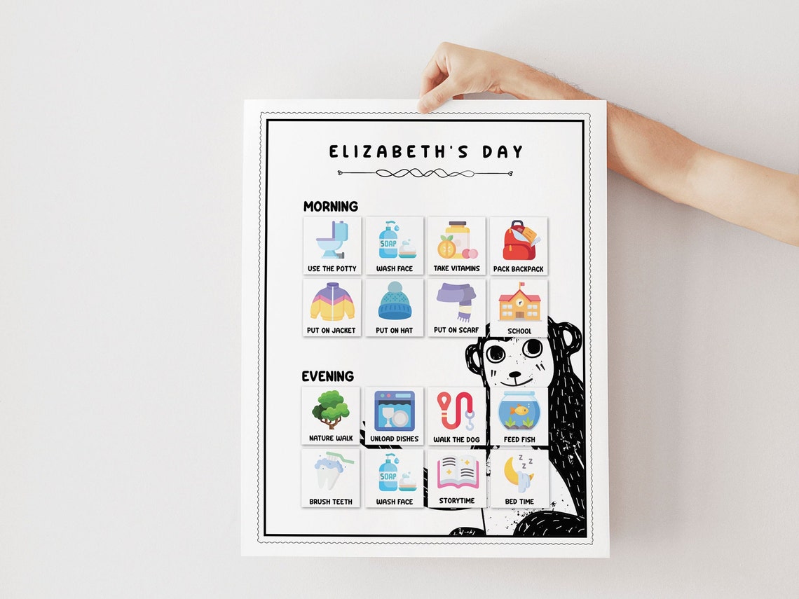 Daily Routine Chart for Kids Toddler Routine Chart Editable - Etsy UK